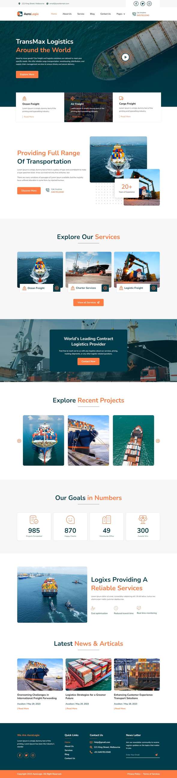AeroLogix - Logistics & Transportation Elementor Template Kit by awaiken